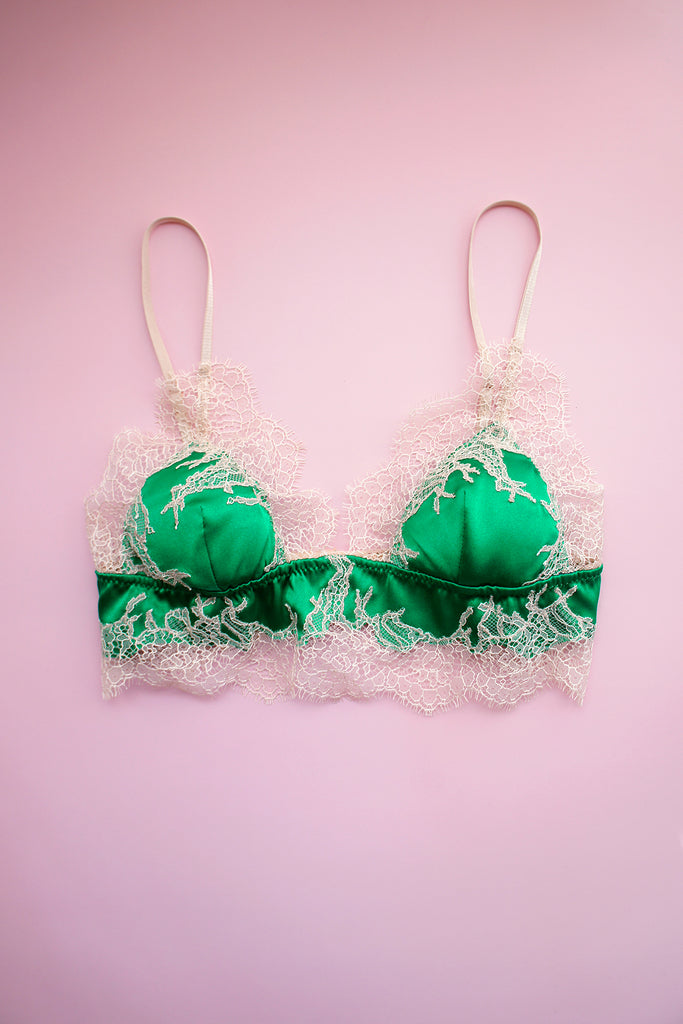 Ophelia Appliqué Bralette Emerald Green – Elma Lingerie